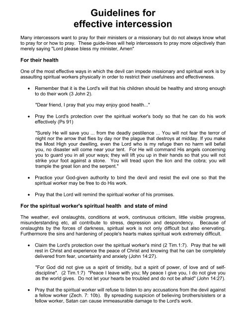Guidelines for effective intercession
