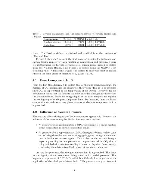 Table 1: Critical paramet