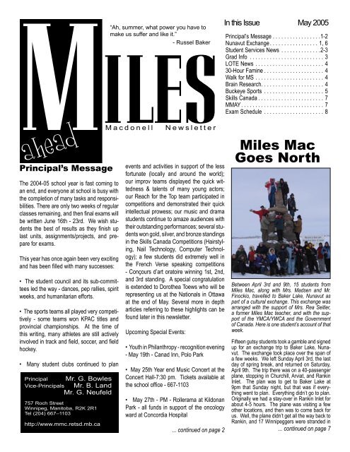 Miles Mac Newsletter May 2005 - Miles MacDonell Collegiate ...