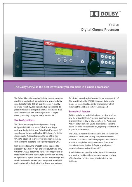Dolby CP650 Digital Cinema Processor - Protek Cinema