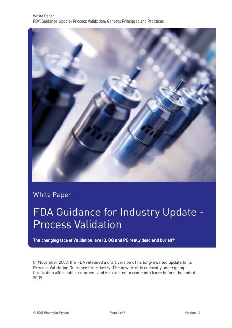 FDA Guidance for Industry Update - Process Validation - PharmOut