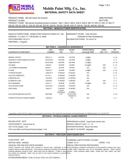 MSDS - BLP Mobile Paints