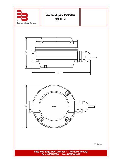 Reed switch pulse transmitter type PFT-2