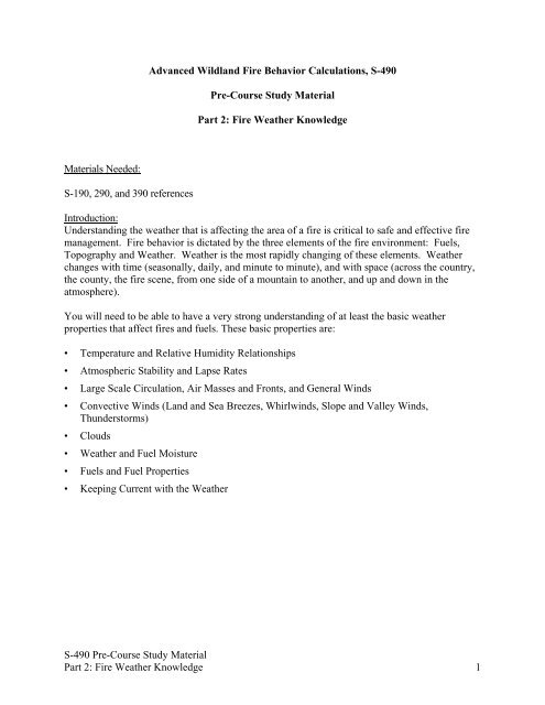 S-490 Pre-Course Study Material Part 2 - NWCG Training and ...