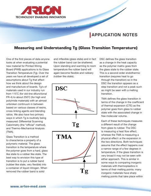 Measuring and Understanding Tg (Glass Transition ... - Arlon MED