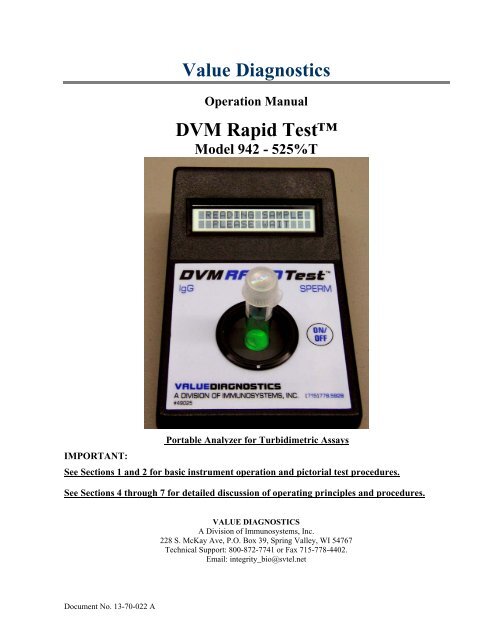 Value Diagnostics DVM Rapid Testâ ¢ - Light Livestock Equipment