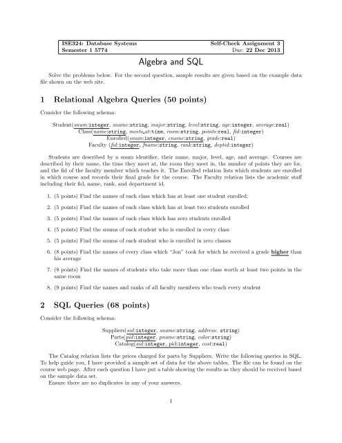 Relational Algebra And Sql