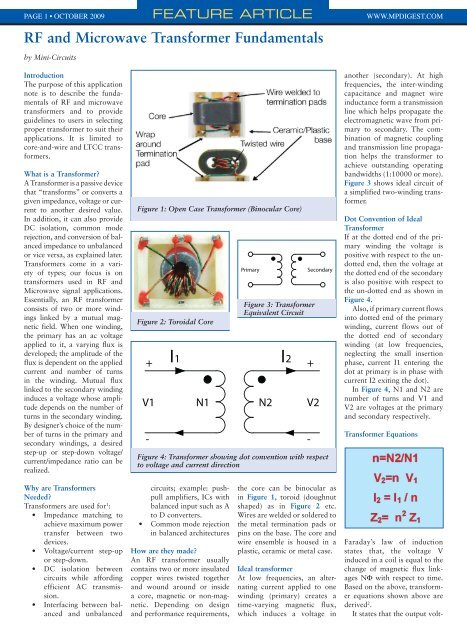 RF and Microwave Transformer Fundamentals - Mini-Circuits