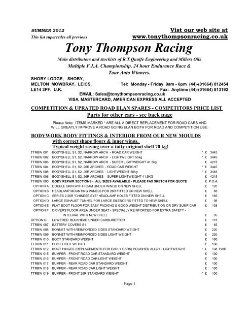 Tony Thompson Racing Tony T