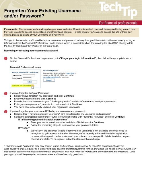 Forgotten Your Existing Username Andor Password Prudential 8613