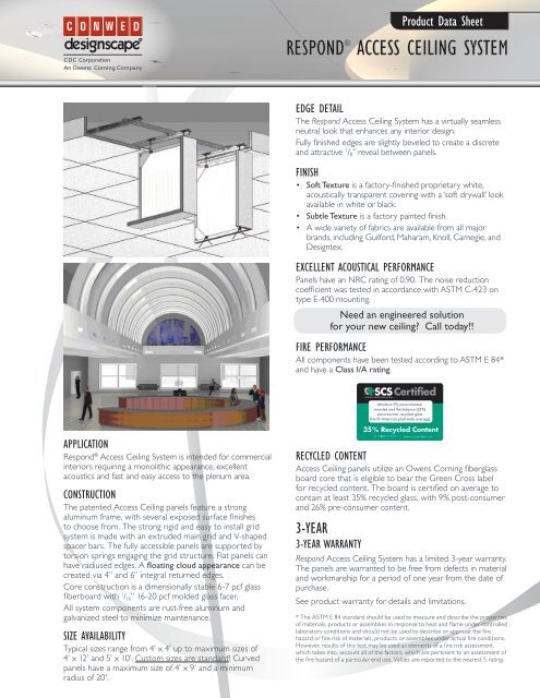 RespondÂ® Access Ceiling System (500-B) - Conwed Designscape