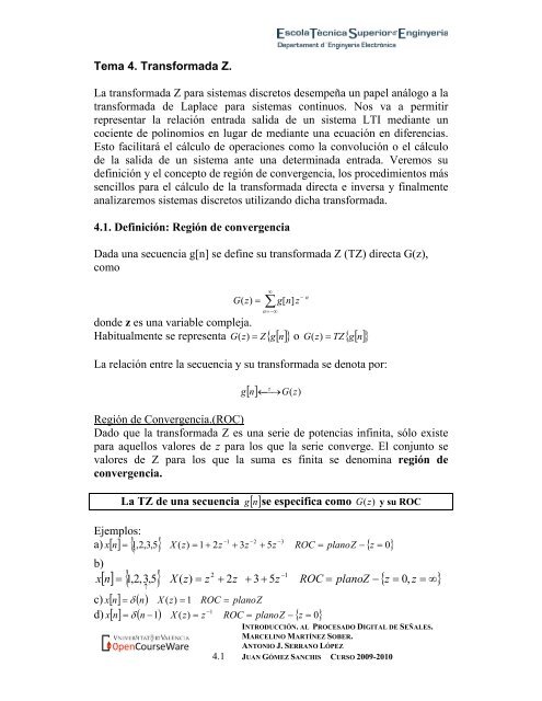 Tema 4 Transformada Z