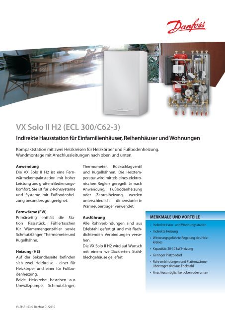VX Solo II H2 (ECL 300/C62-3) Indirekte Hausstation fÃ¼r ... - Danfoss