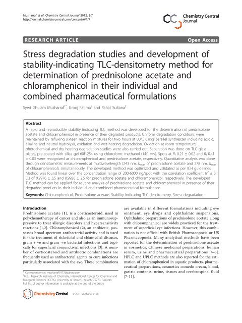 Stress degradation studies and development of stability-indicating ... Stress degradation studies and development of stability-indicating ...