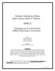 Dibels Testing Kindergarten - Kindergarten