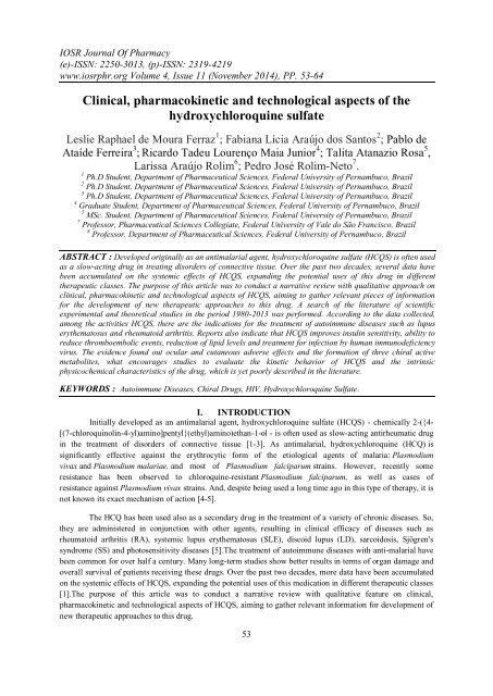 Hydroxychloroquine Synthesis Reaction