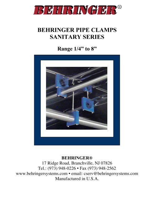 BEHRINGER PIPE CLAMPS SANITARY SERIES - Duhig