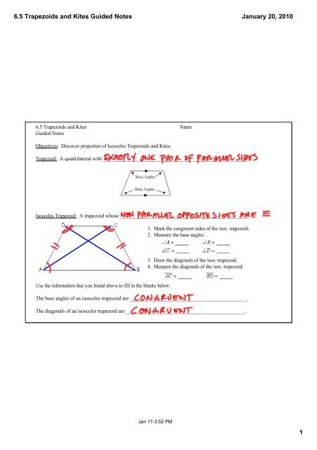 6.5 Trapezoids and Kites Guided Notes