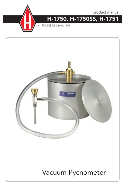 H-1750 â Vacuum Pycnometer Set (4.34L) - Humboldt Mfg. Co.