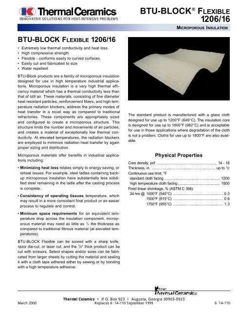 Thermal Ceramics BTU-Block Flexible - Inproheat
