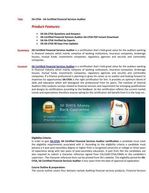 IIA-CFSA Exam Questions & Answers