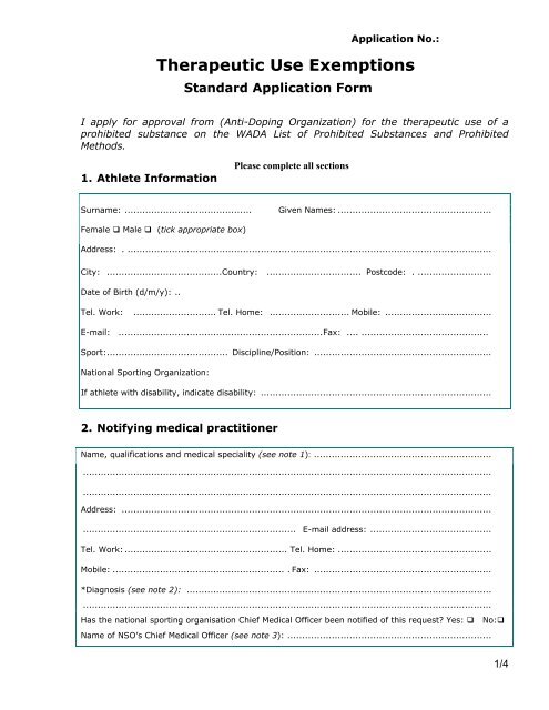 Therapeutic Use Exemption - IIHF