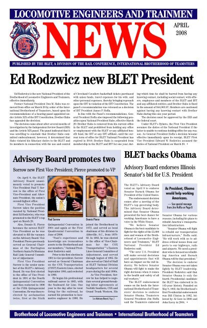 BLET NEWS - Brotherhood of Locomotive Engineers and Trainmen