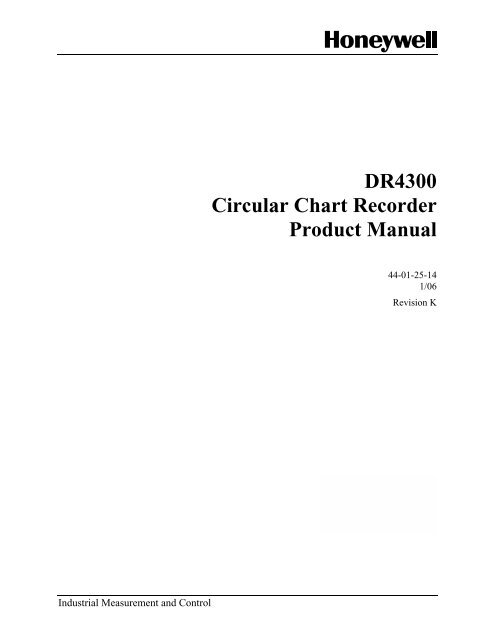 DR4300 Circular Chart Recorder Product Manual - Honeywell ...
