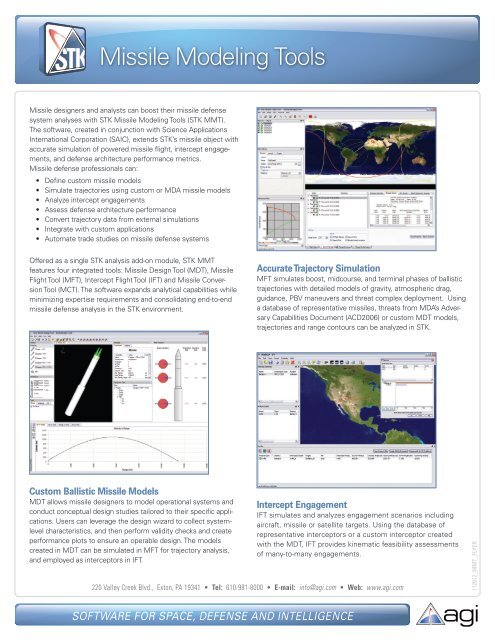 STK Missile Modeling Tools Flyer - AGI