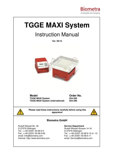 TGGE MAXI manual - Biometra