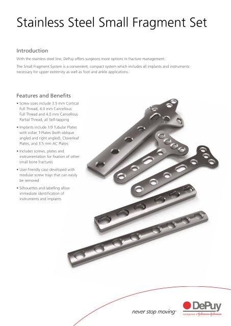 Stainless Steel Small Fragment Set Brochure - Biomet