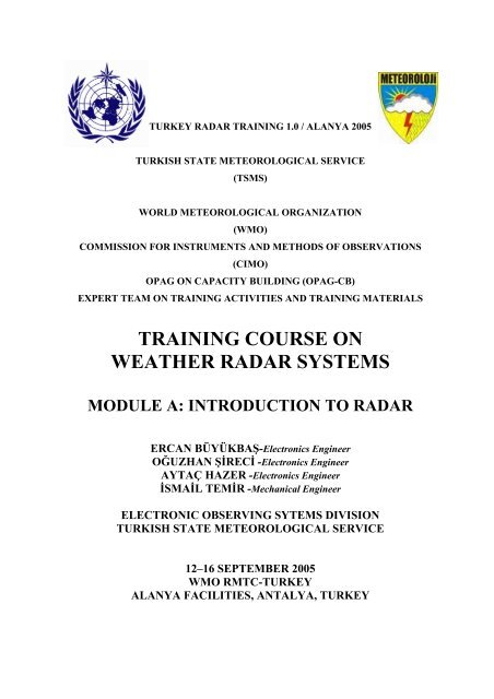 training course on weather radar systems - RTC, Regional Training ...