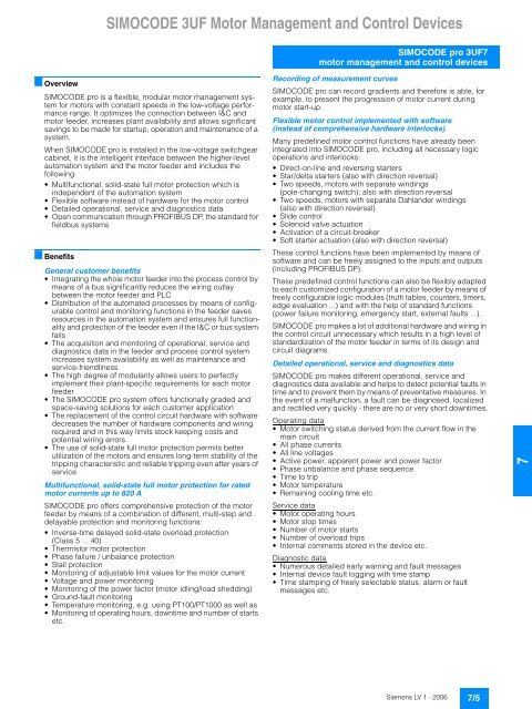 SIMOCODE 3UF Motor Management and Control Devices