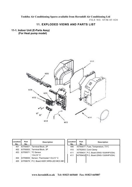 11. exploded views and parts list - Heronhill Air Conditioning Ltd