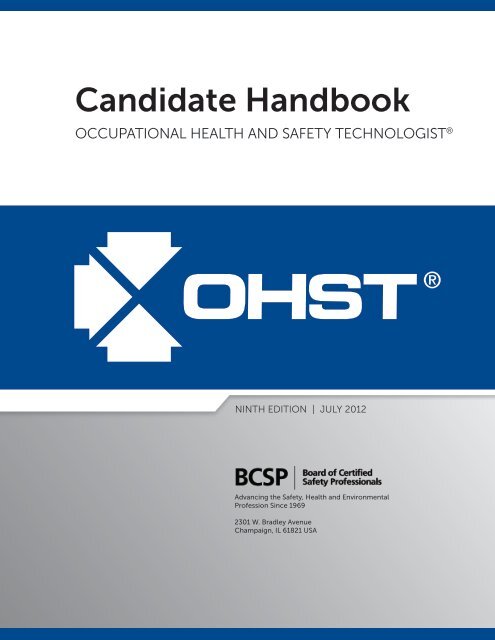 OHST Candidate Handbook - Board of Certified Safety Professionals