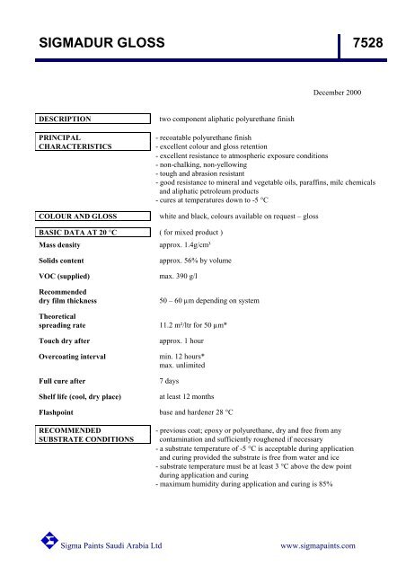 SIGMADUR GLOSS 7528 - SIGMA PAINTS