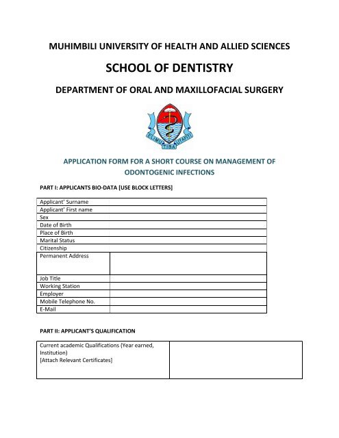 Application Form - Muhimbili University of Health and Allied Sciences