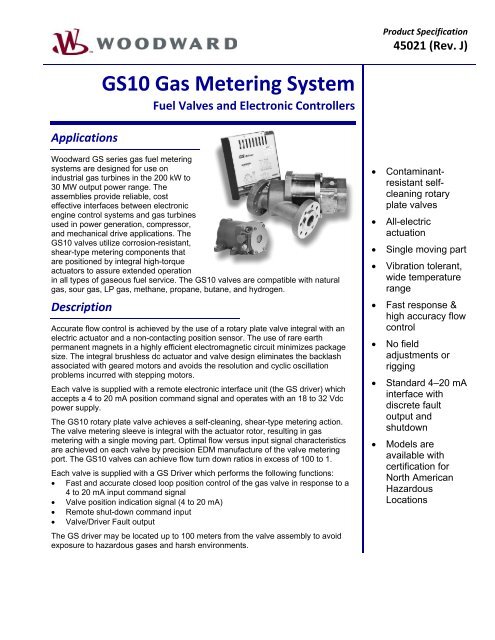 GS10 Gas Metering System Fuel Valves and Electronic Controllers ...