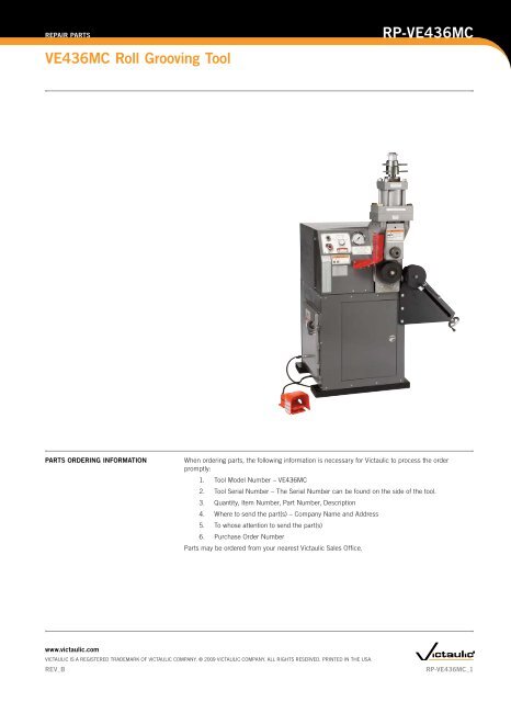VE436MC Roll Grooving Tool RP-VE436MC - Victaulic