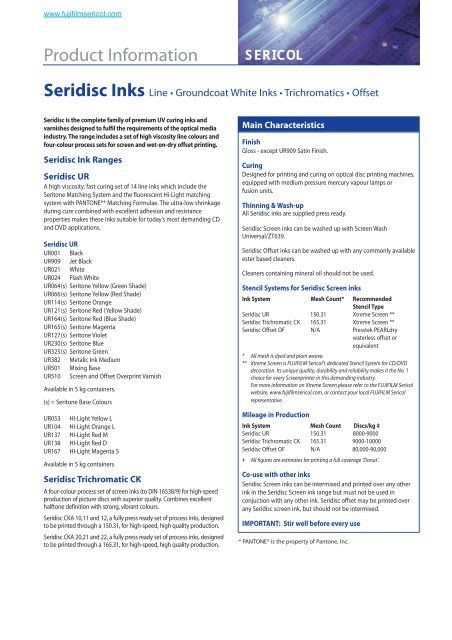 Seridisc Inks - FUJIFILM SERICOL