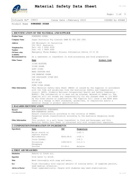 SDS Powdered Sugar - Wilmar International