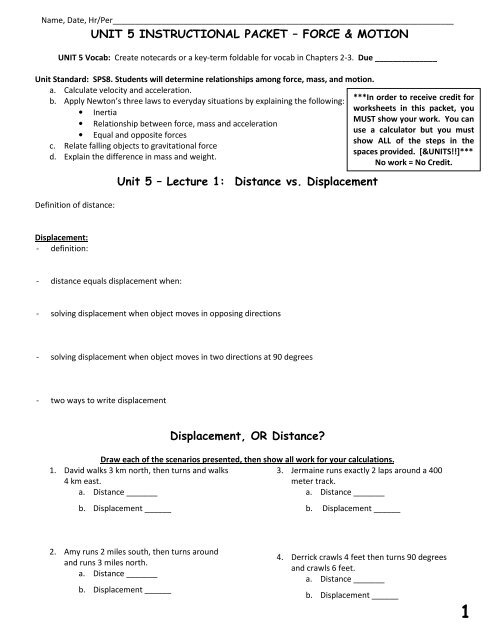 UNIT 5 INSTRUCTIONAL PACKET - Fulton County Schools
