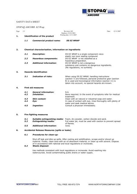 SAFETY DATA SHEET STOPAQ AMCORR EZ Wrap - Brock White