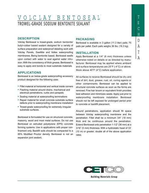 VOLCLAY BENTOSEAL¤ - Allco