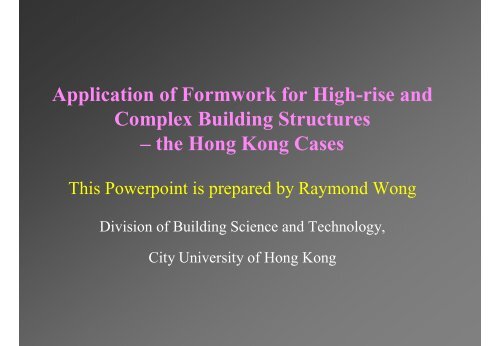 Application of Formwork for High-rise and Complex Building Structures