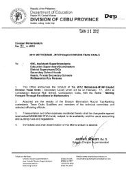 DIVISION OF CEBU PROVINCE - DepEd Cebu Province