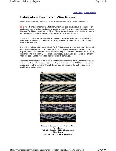 Lubrication Basics for Wire Ropes - Kirkpatrick Wire Rope ...