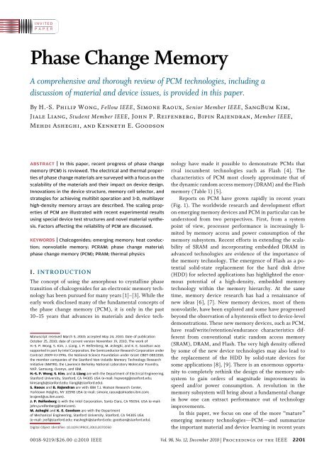 Phase Change Memory - IEEE Xplore