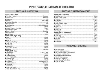 piper pa28-161 warrior normal checklists - Shoreline Flying Club