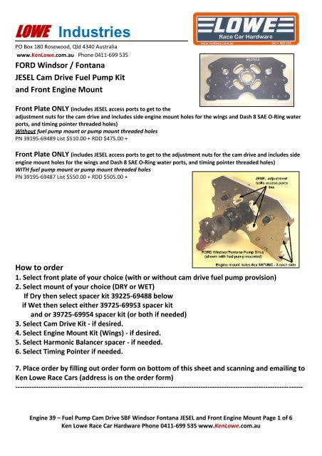 Fuel Pump Magneto Drive - Ken Lowe Drag Race School